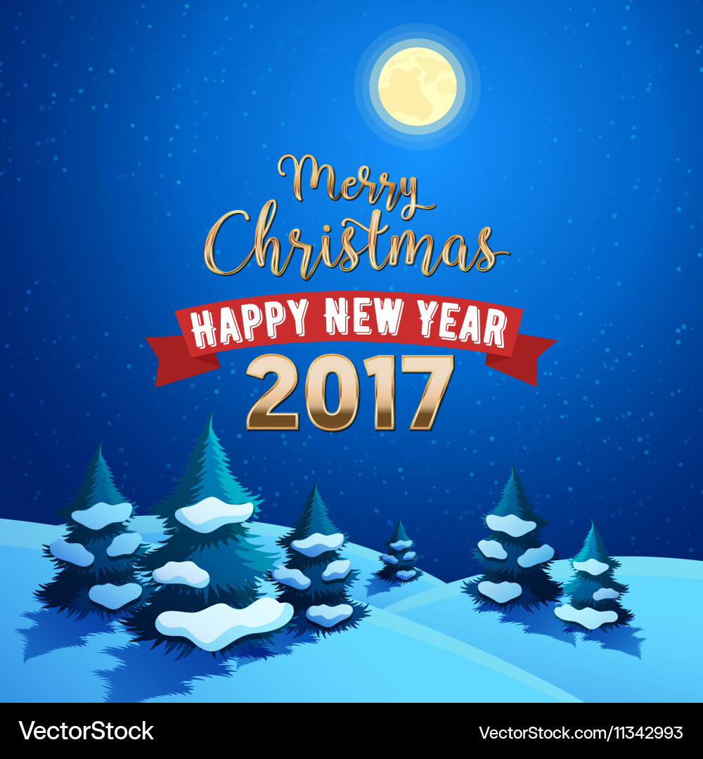 Christmas nature landscape with trees Royalty Free Vector