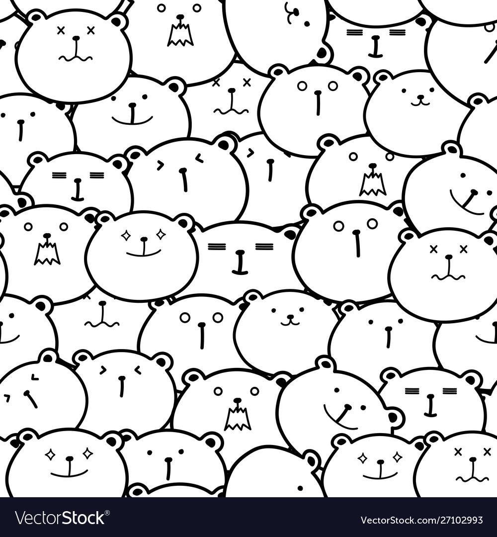 Cute bear seamless pattern background Royalty Free Vector