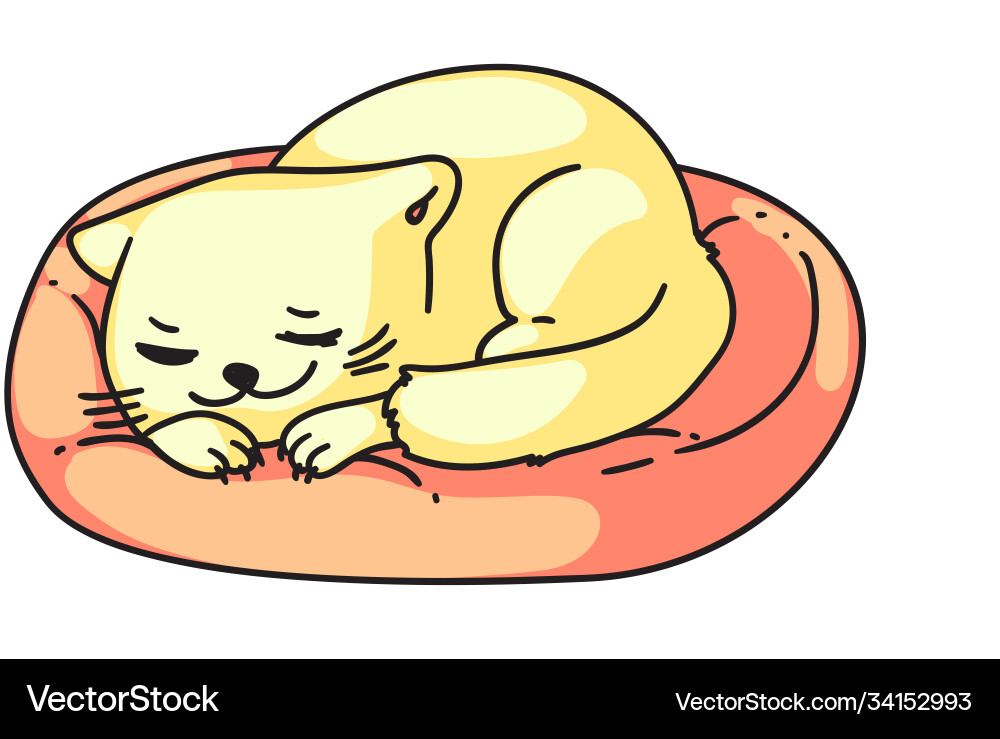 Cute sleeping day dreaming cat isolated on white Vector Image
