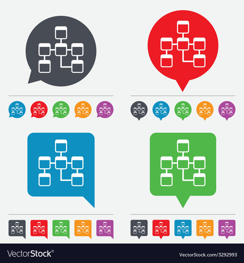 Database sign icon relational schema Royalty Free Vector