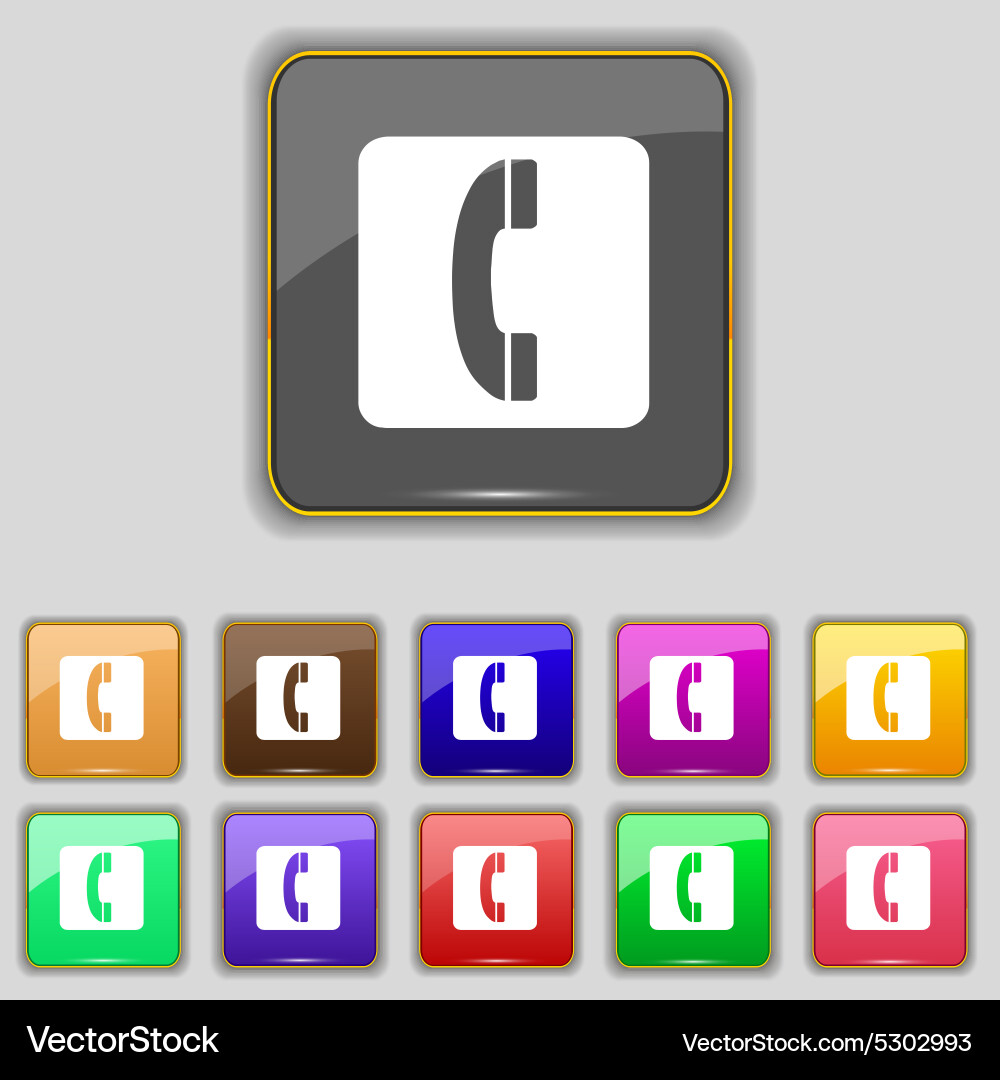 Handset icon sign set with eleven colored buttons Vector Image