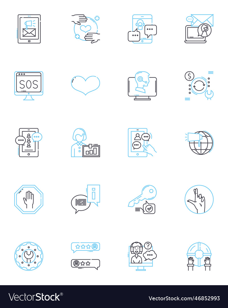 Internet support linear icons set connectivity Vector Image Internet support linear icons set connectivity Vector Image