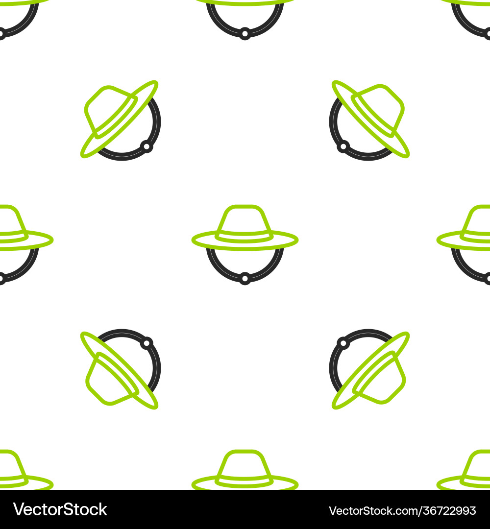 Line camping hat icon isolated seamless pattern Vector Image