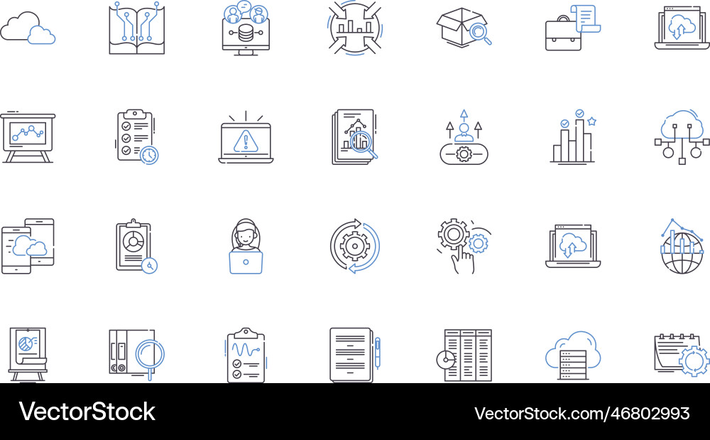 Numbers and devices line icons collection digits Vector Image