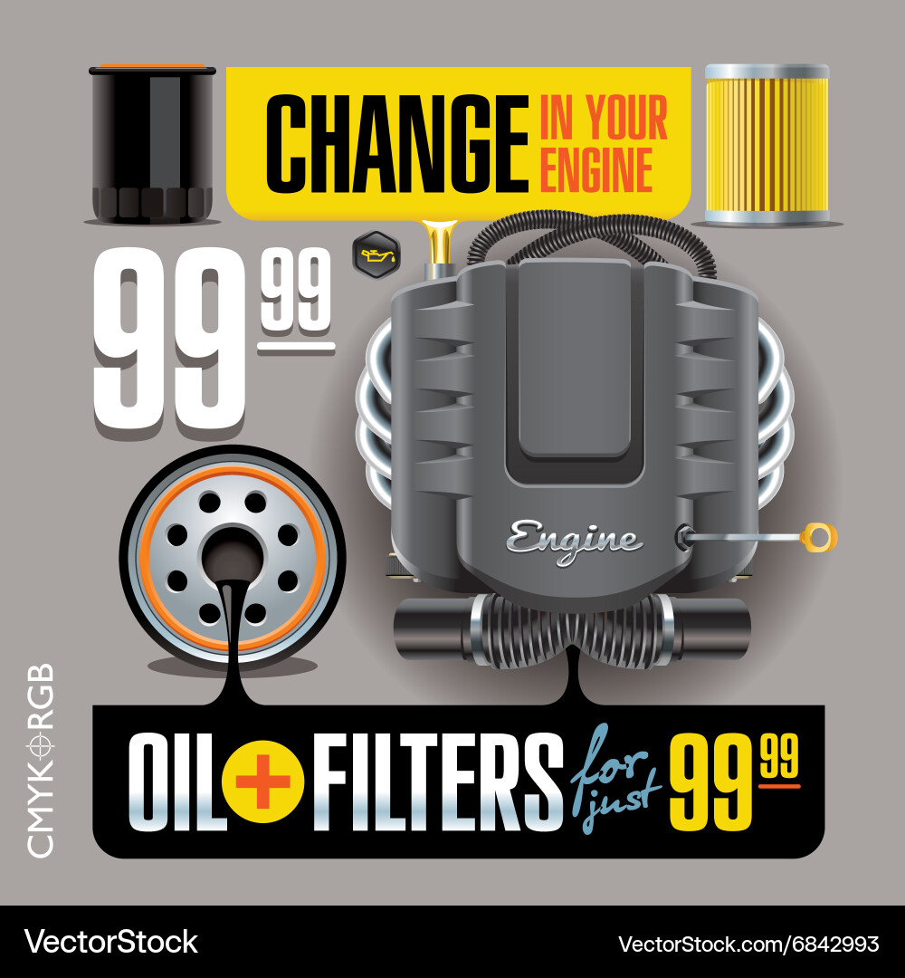 Oil and filters change grey Royalty Free Vector Image
