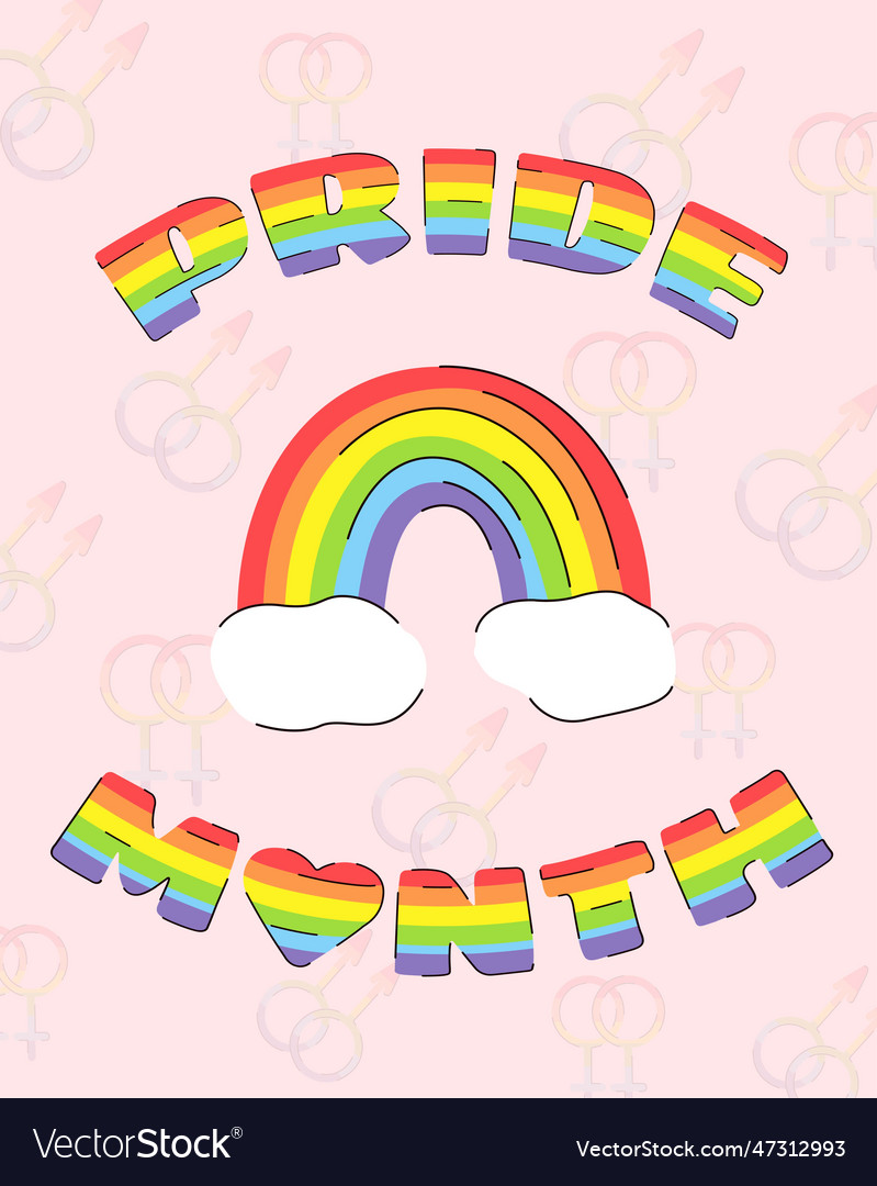 Pride month poster with rainbow and lgbtq phrases Vector Image