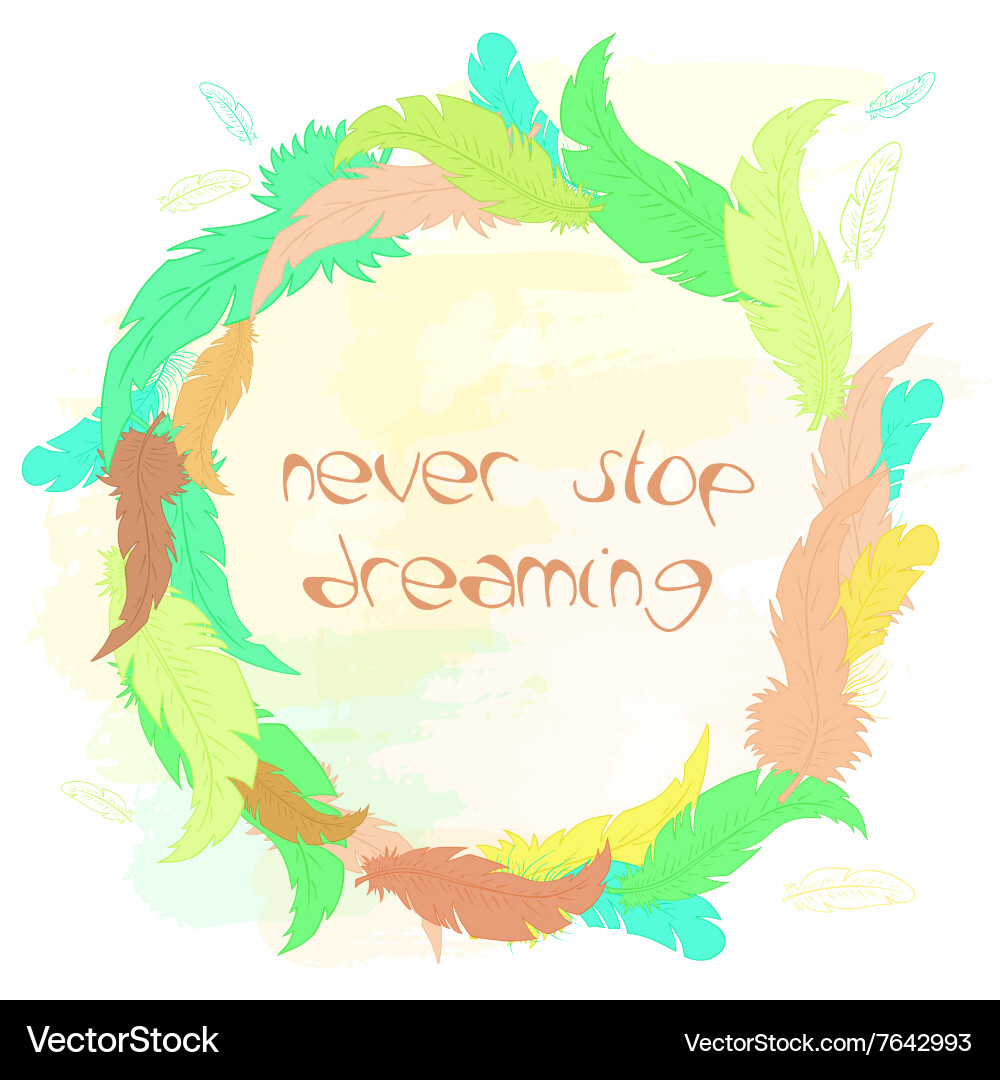 Printable with feather frame on watercolor Vector Image