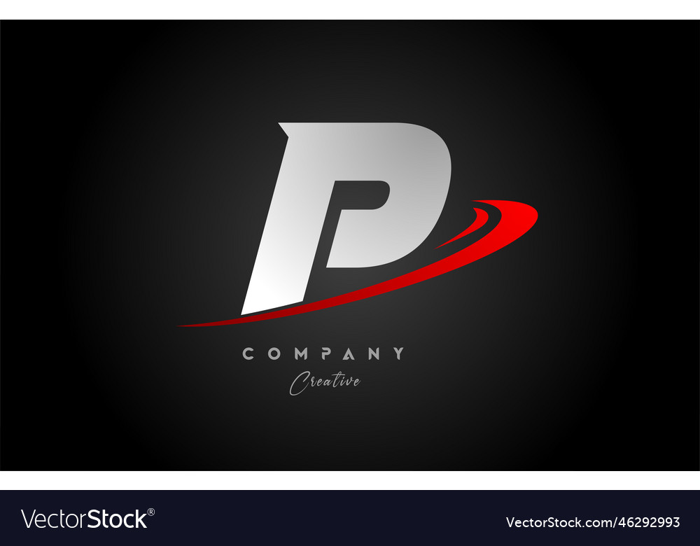 Red swoosh p alphabet letter logo icon design Vector Image