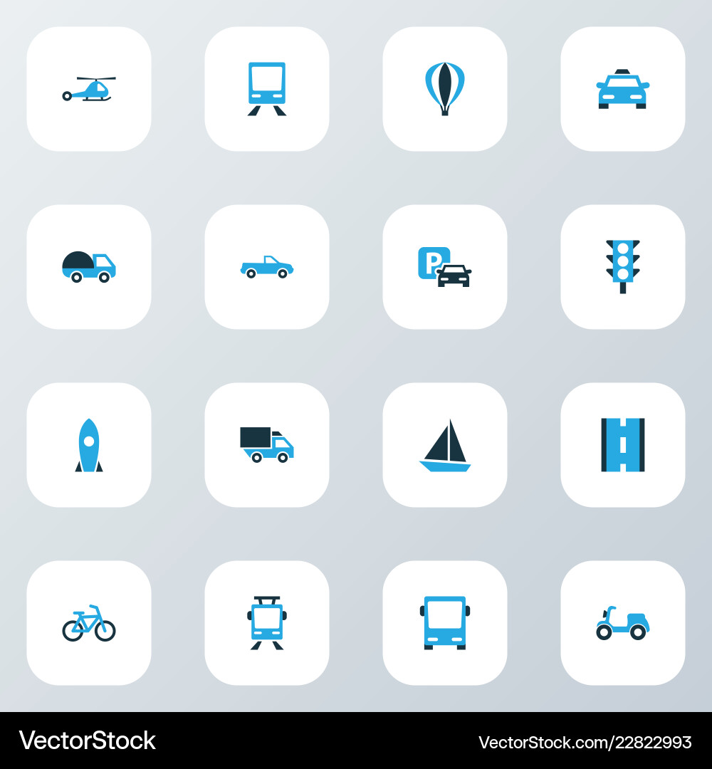 Shipment icons colored set with pickup moped Vector Image