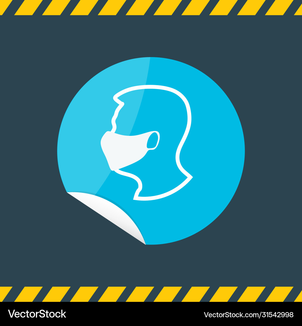 A masked man with a linear icon on his face blue Vector Image