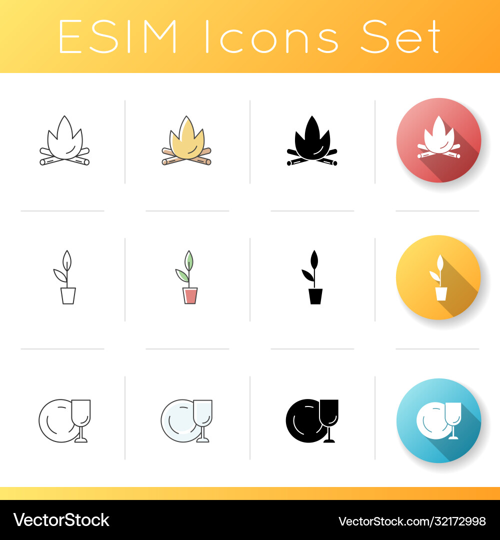 Apartment amenities icons set Royalty Free Vector Image