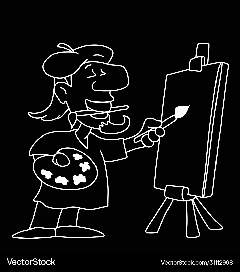 Cartoon artist at work Royalty Free Vector Image