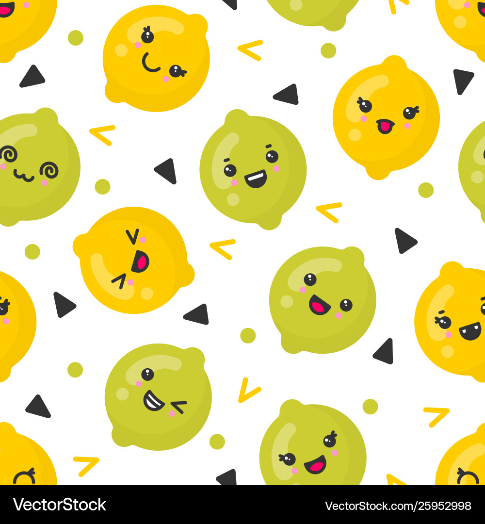 Cute smiling lemon and lime fruits Royalty Free Vector Image