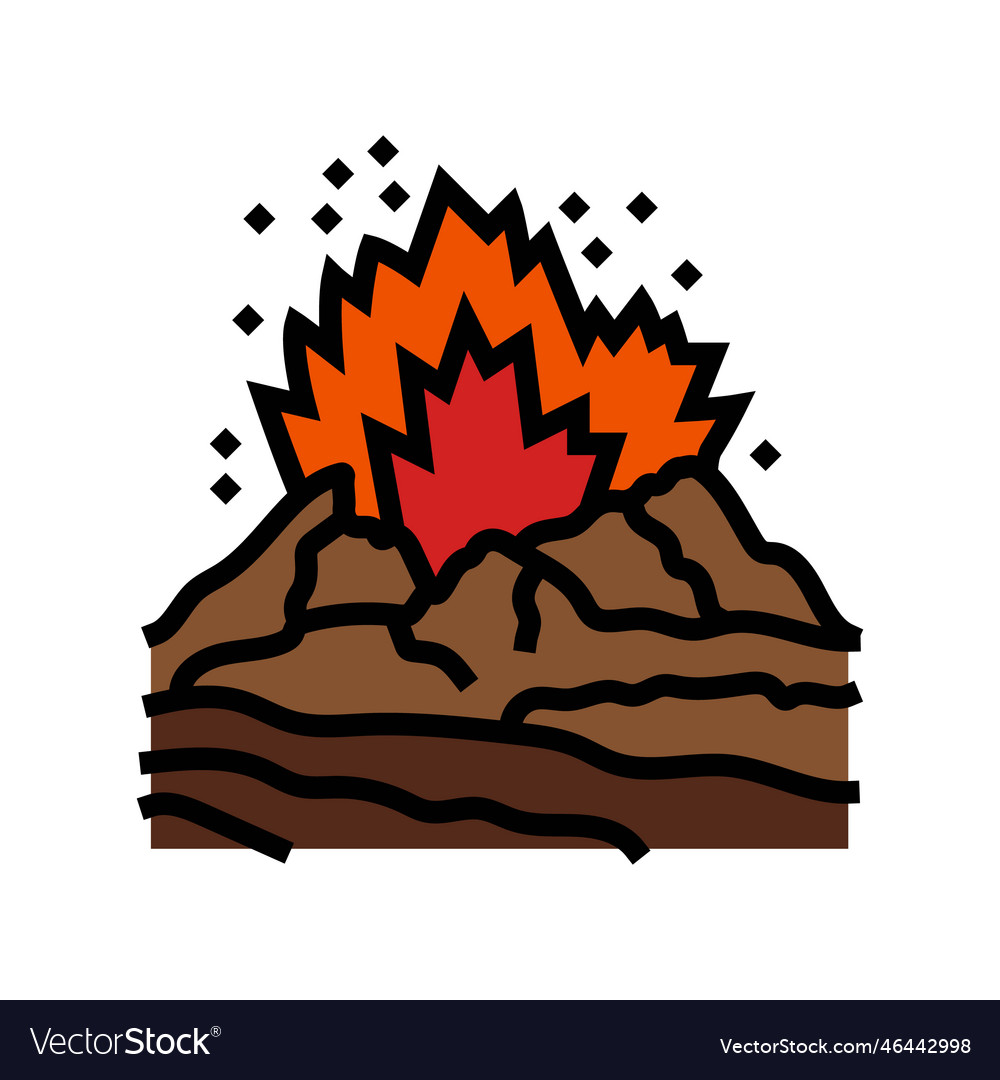 Dangerous exploding volcano color icon Royalty Free Vector Dangerous exploding volcano color icon Royalty Free Vector