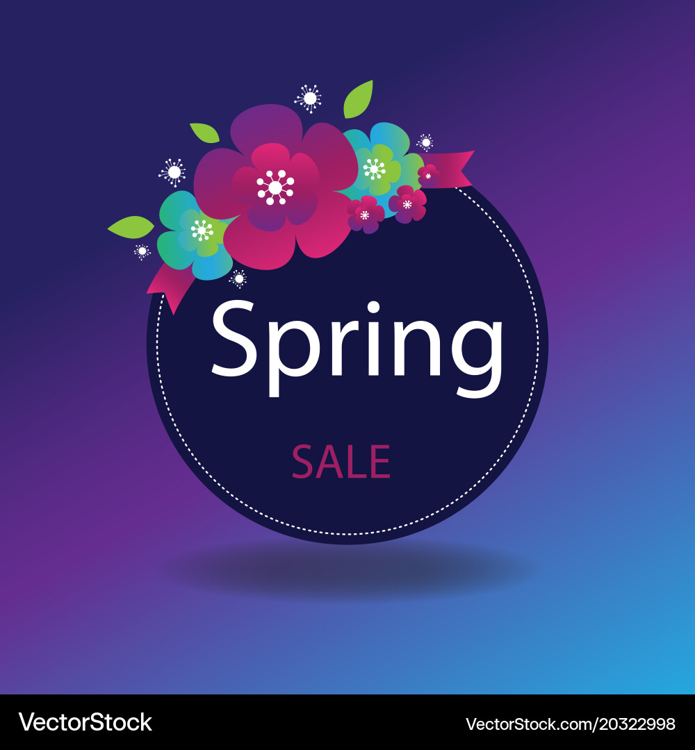 Flowers spring blue gradient background Royalty Free Vector