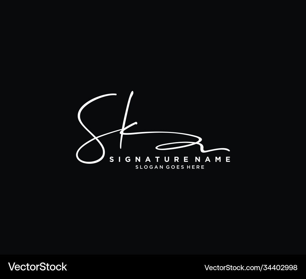Letter sk signature logo template Royalty Free Vector Image