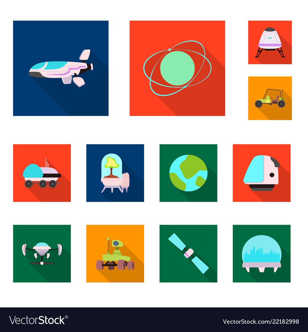 Mars and space icon set Royalty Free Vector Image