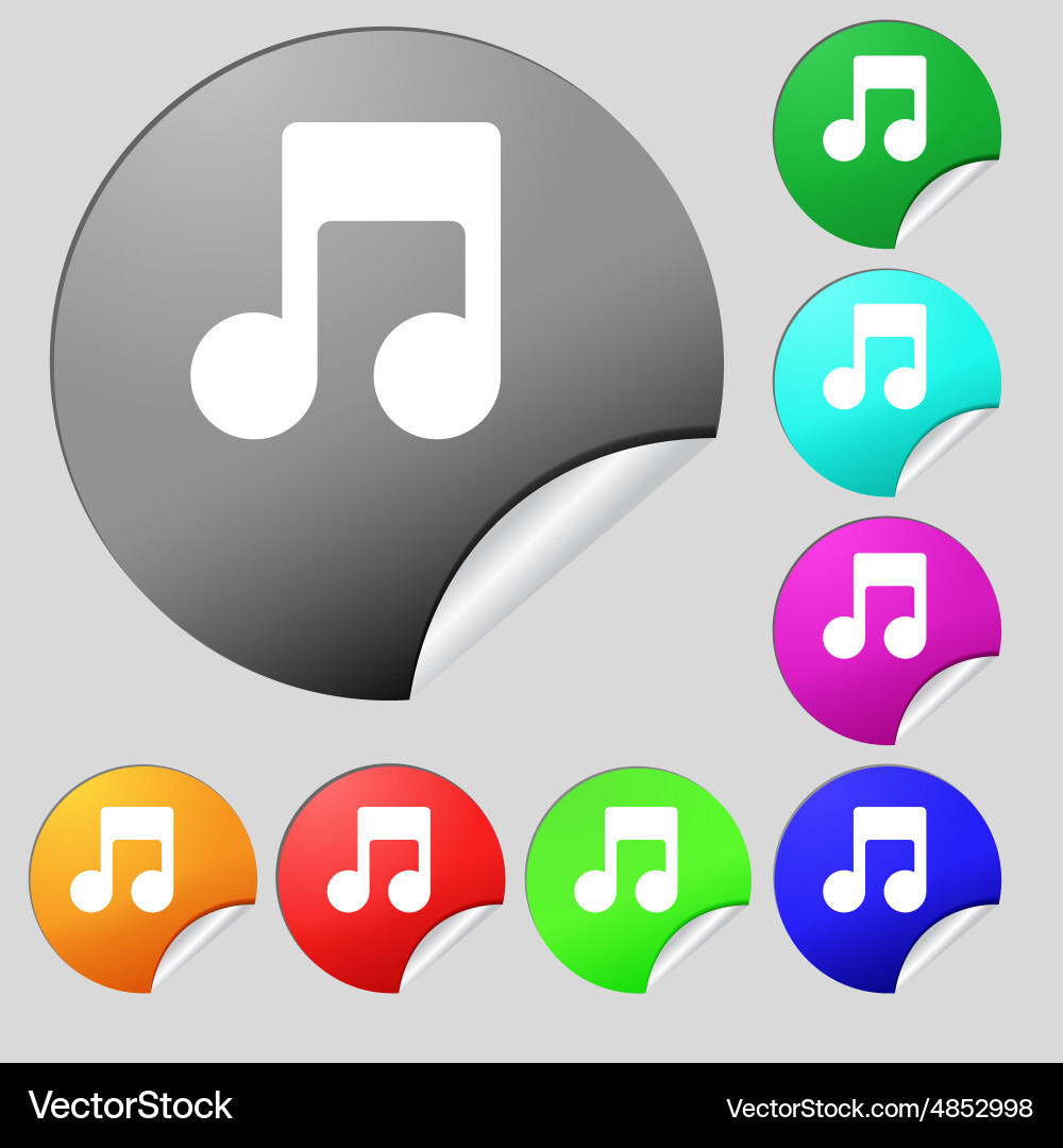 Music note icon sign set of eight multi-colored Vector Image