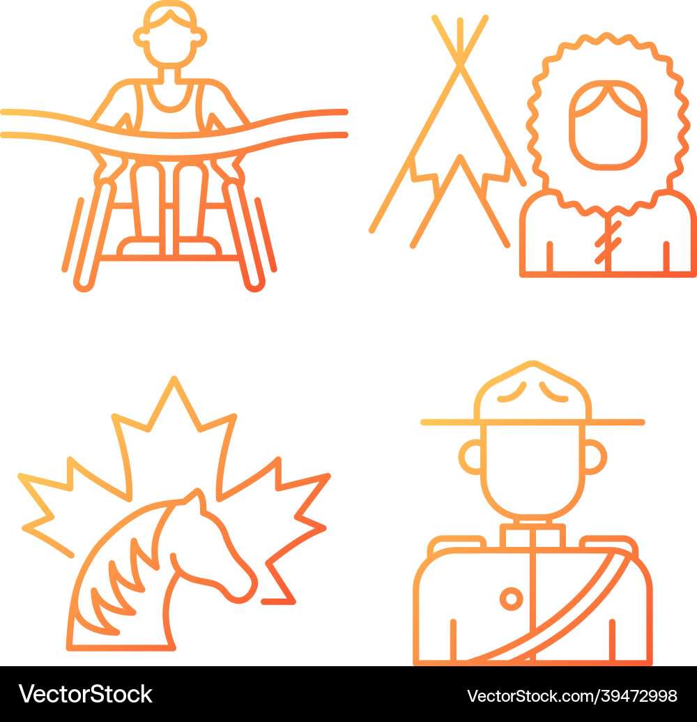 People of canada gradient linear icons set Vector Image