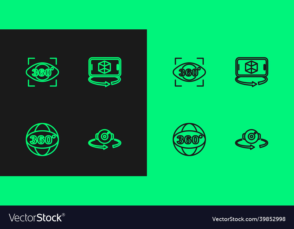 Set line 360 degree view and 3d modeling icon Vector Image