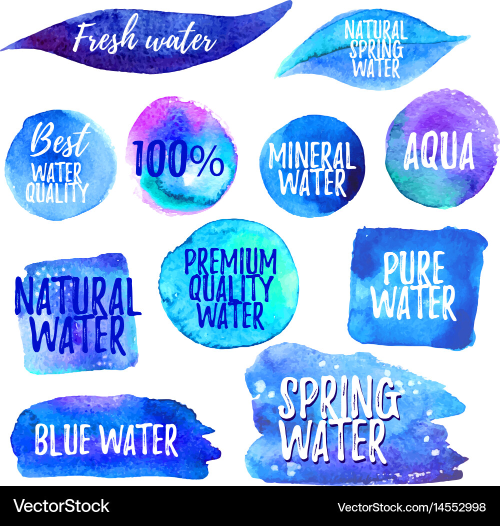 Set of water labels Royalty Free Vector Image - VectorStock