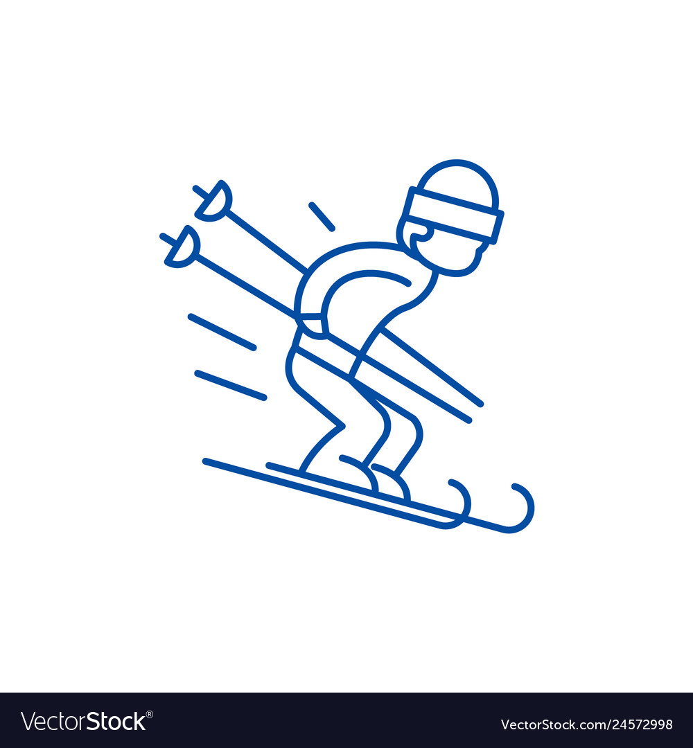 Snow skiing line icon concept skiing flat Vector Image