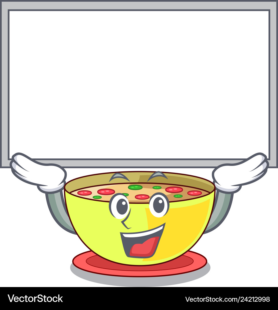 Up board corn chowder in a cartoon bowl Royalty Free Vector