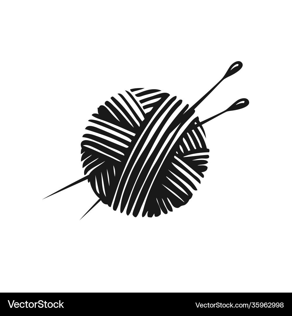 Yarn ball and needles knitting symbol Royalty Free Vector