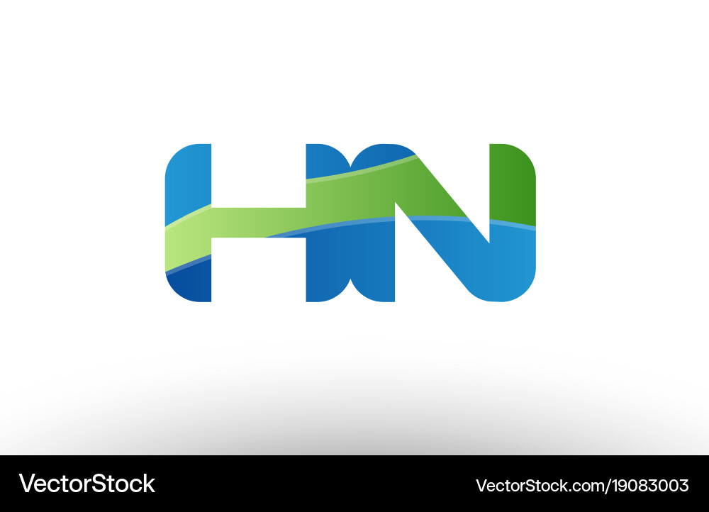 Blue green hn h n alphabet letter logo Royalty Free Vector