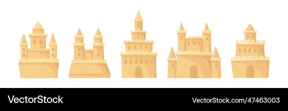 Built sand castle with towers and castellation Vector Image
