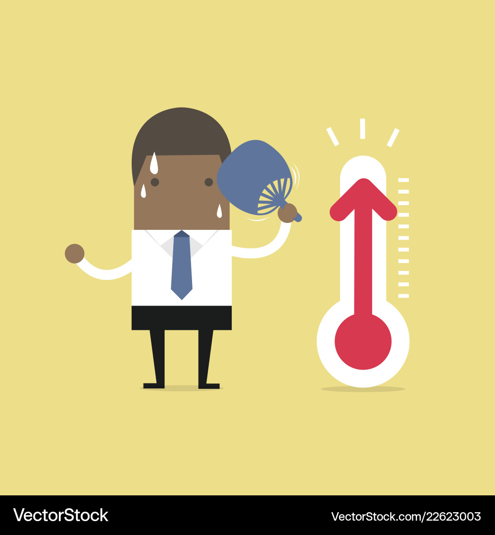 Businessman very hot because increased temperature