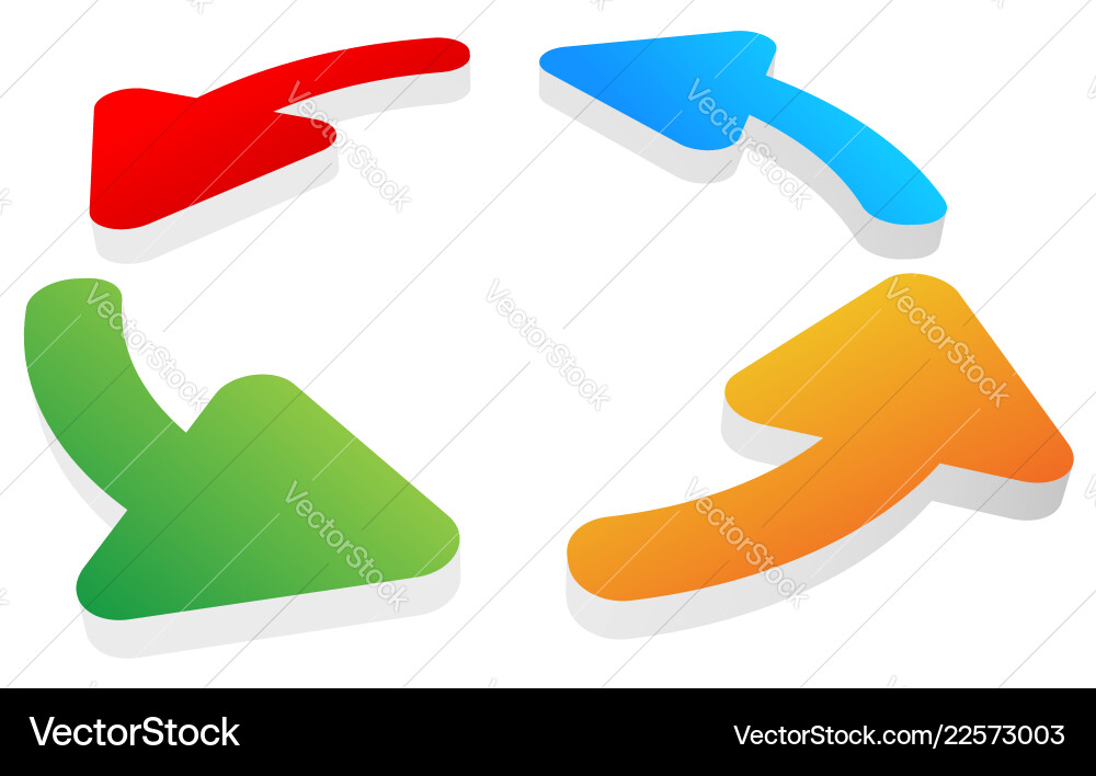 Circular rotating arrows around on white colorful Vector Image