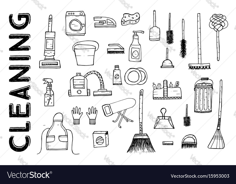 Cleaning tools Royalty Free Vector Image - VectorStock