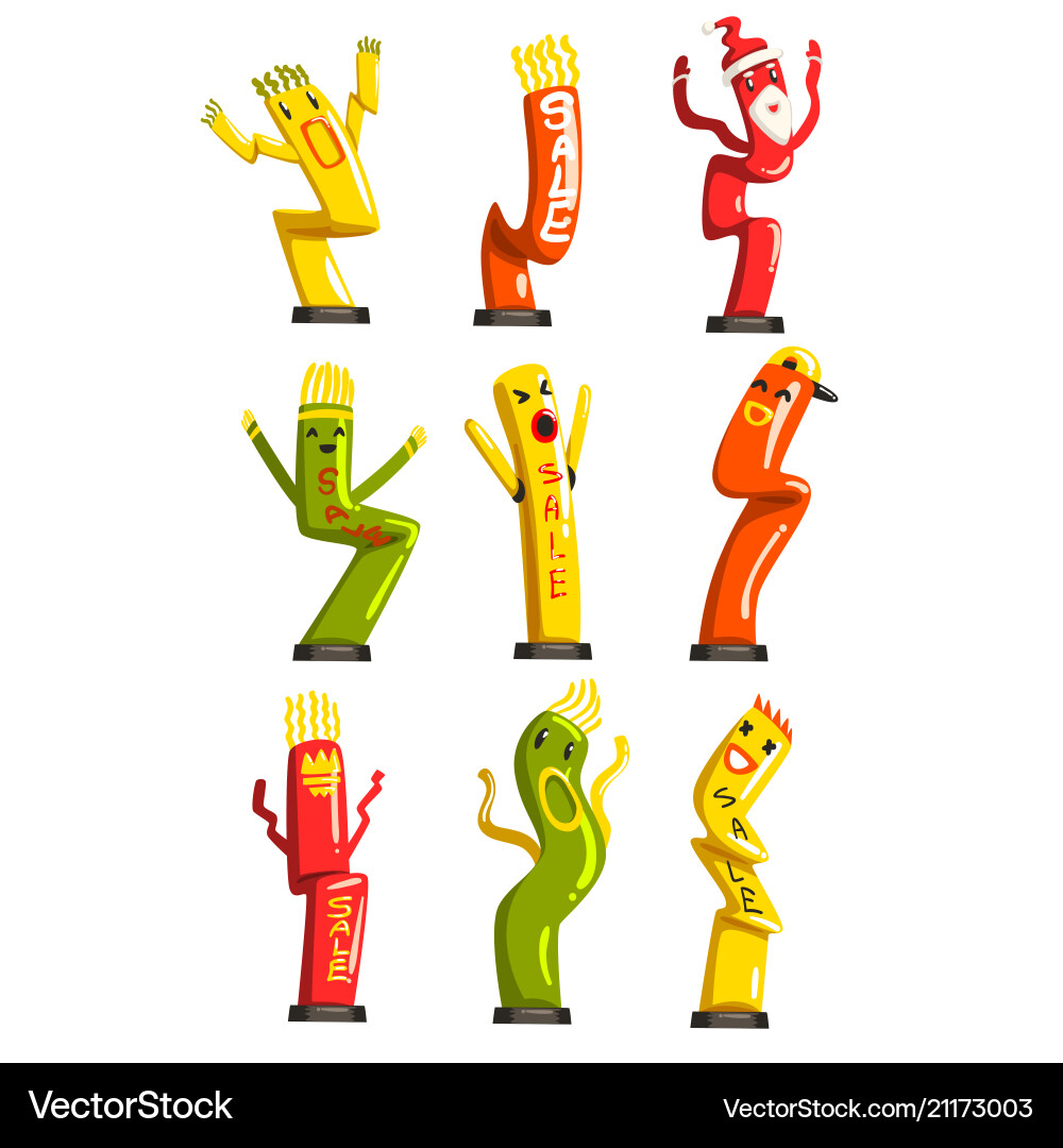Colorful dancing inflatable tube men set Vector Image