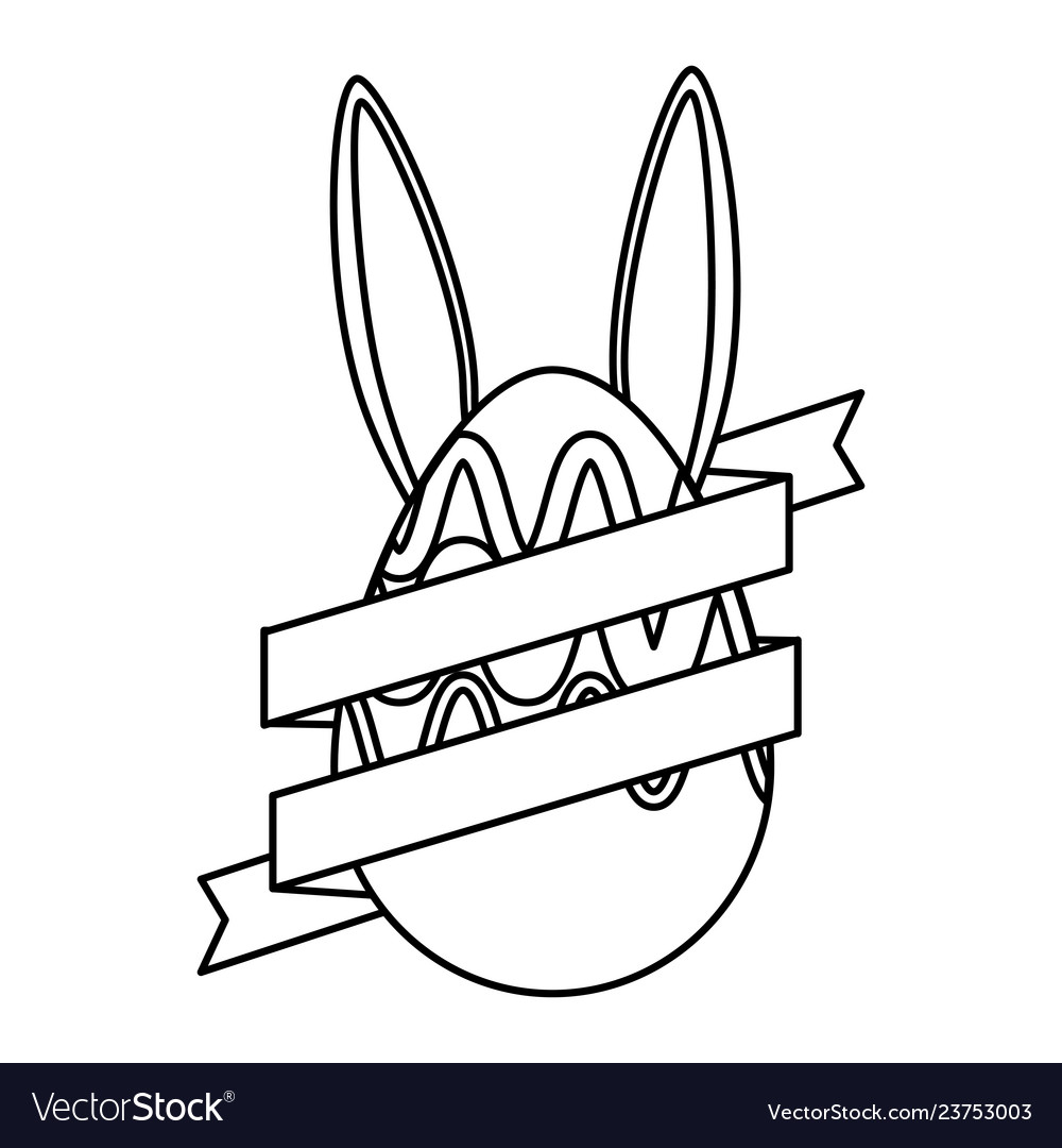 Egg painted with rabbit ears easter icon Vector Image