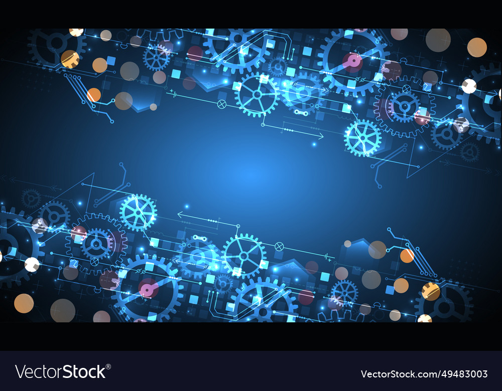 Gear wheel technology pattern on blue gradient Vector Image