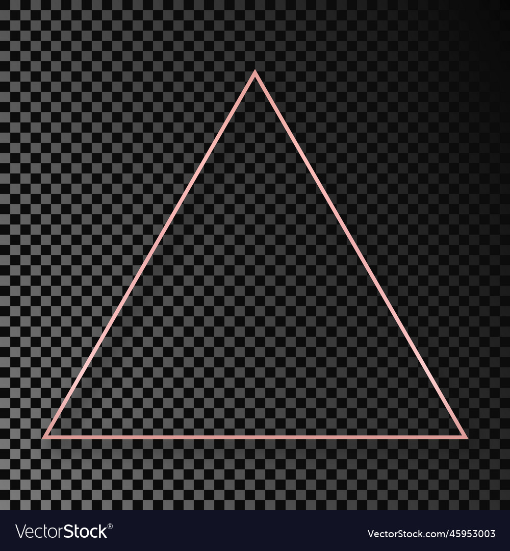 Rose gold glowing triangle frame with shadow Vector Image