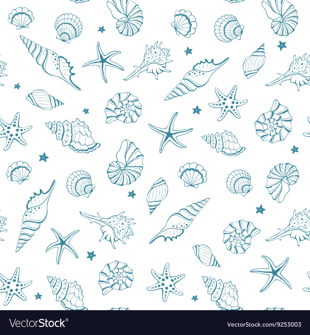 Seashells seamless background Royalty Free Vector Image