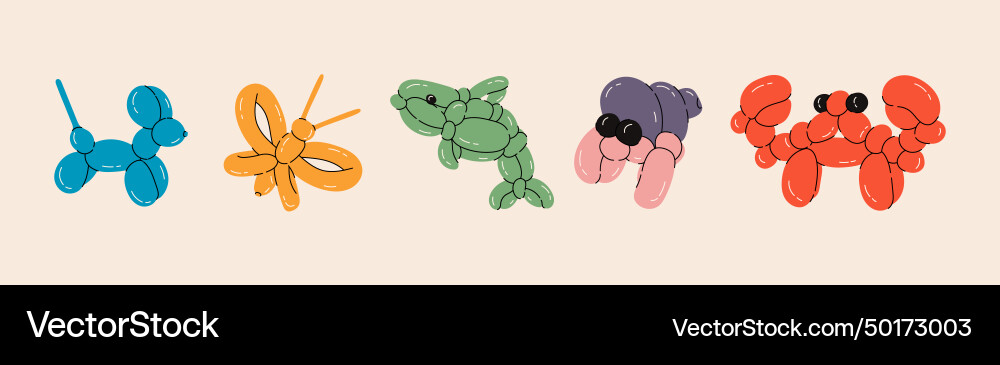 Set of balloon animals Royalty Free Vector Image