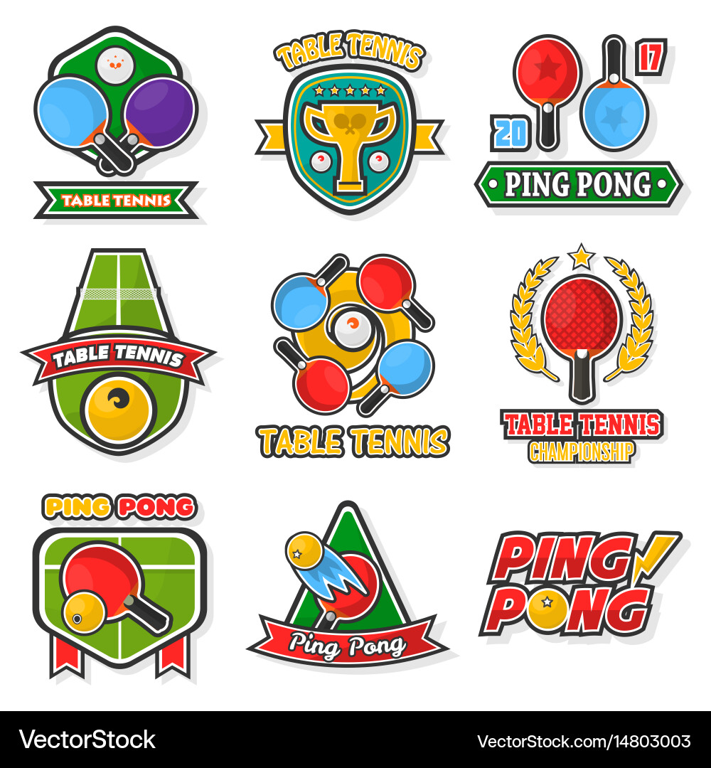 Table tennis colorful logo labels collection on Vector Image