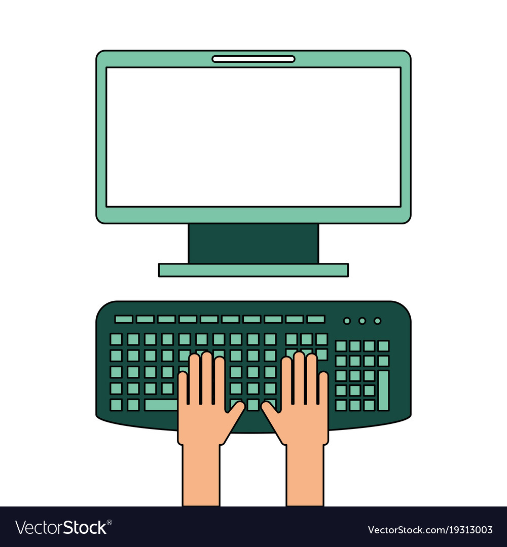 User with computer desktop Royalty Free Vector Image