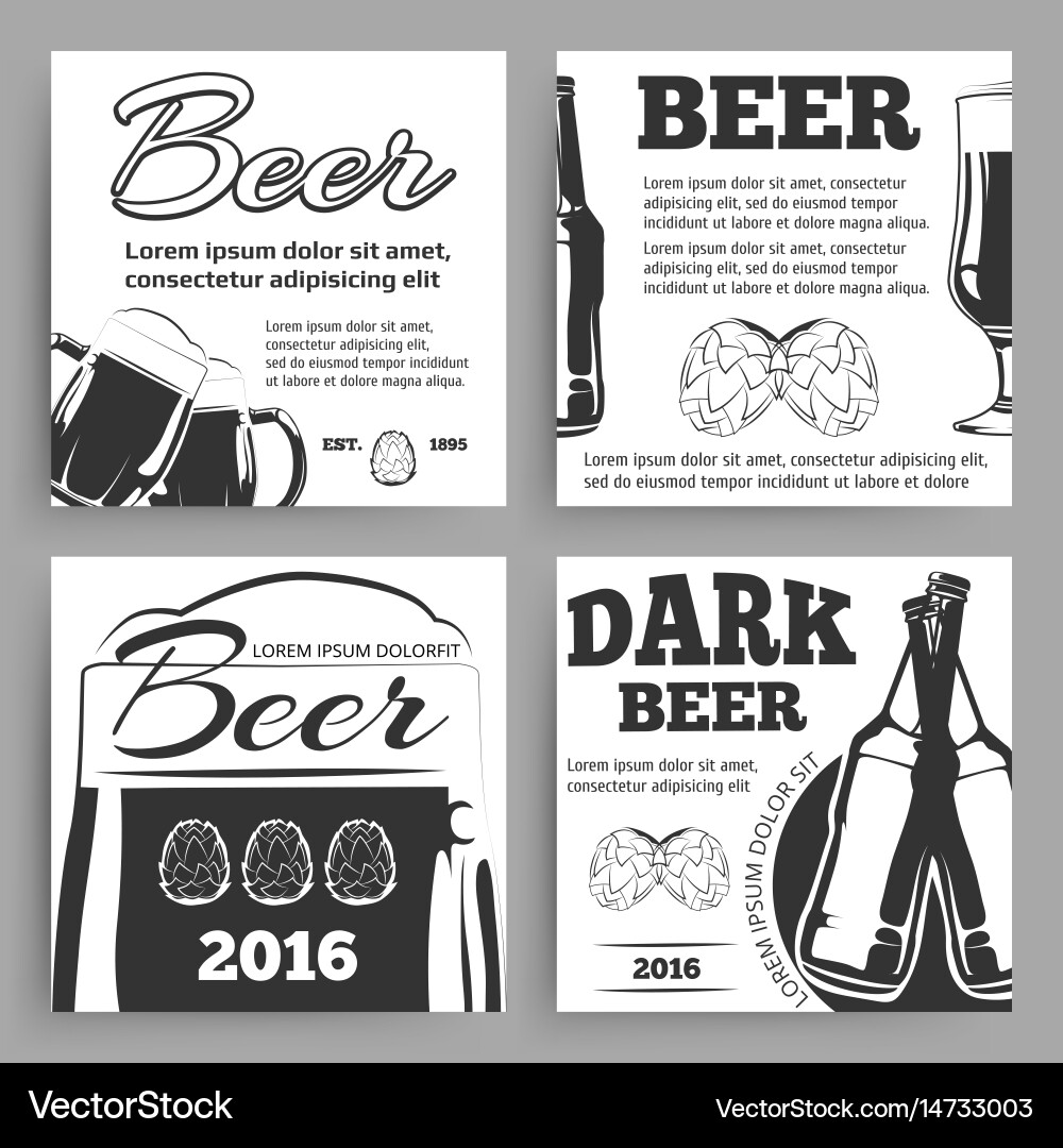 Vintage beer banners template with bottles Vector Image