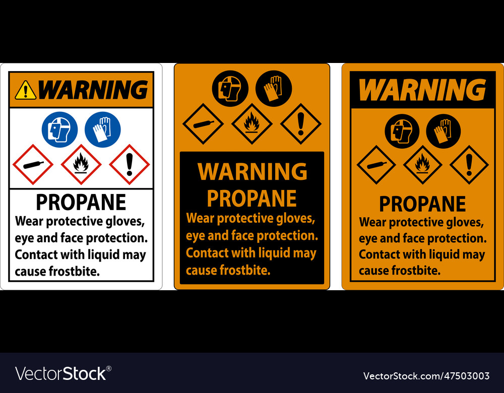 Warning propane flammable gas ppe ghs sign Vector Image Warning propane flammable gas ppe ghs sign Vector Image