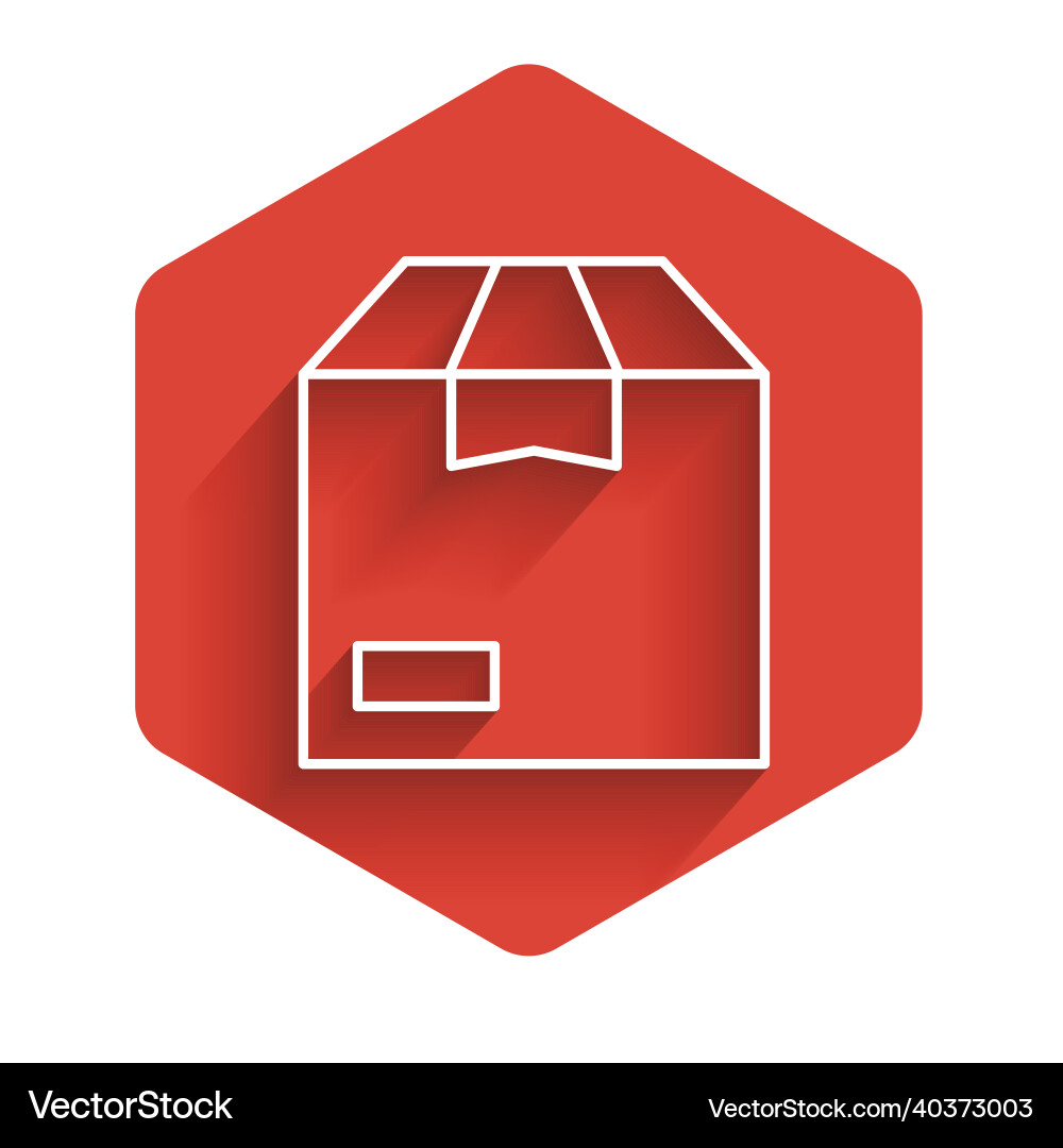 White line carton cardboard box icon isolated Vector Image