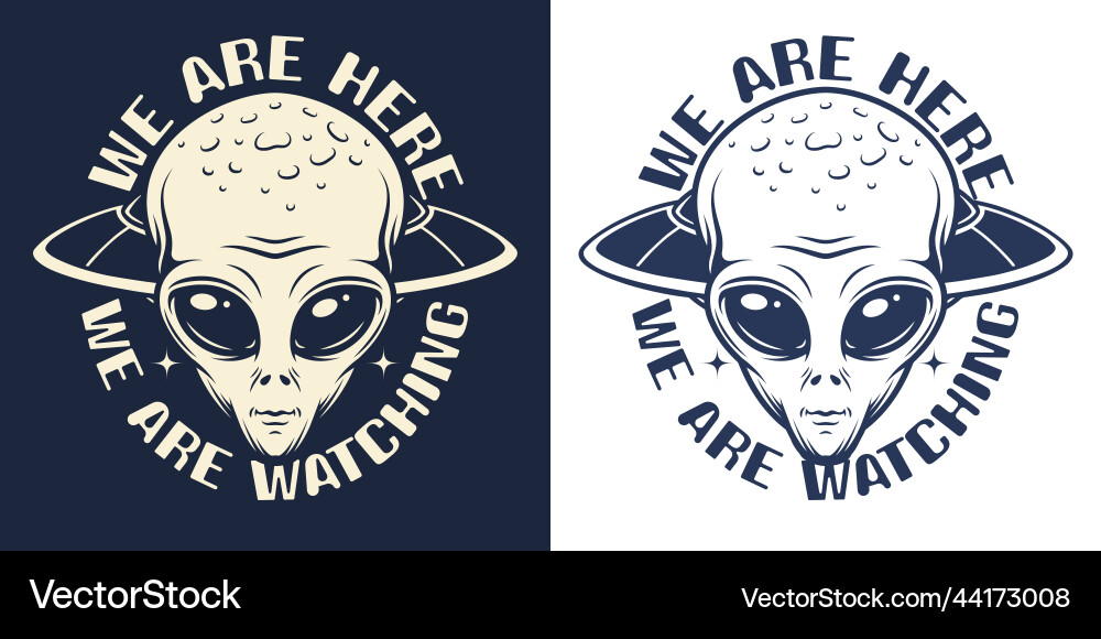 Alien warning monochrome vintage sticker Vector Image