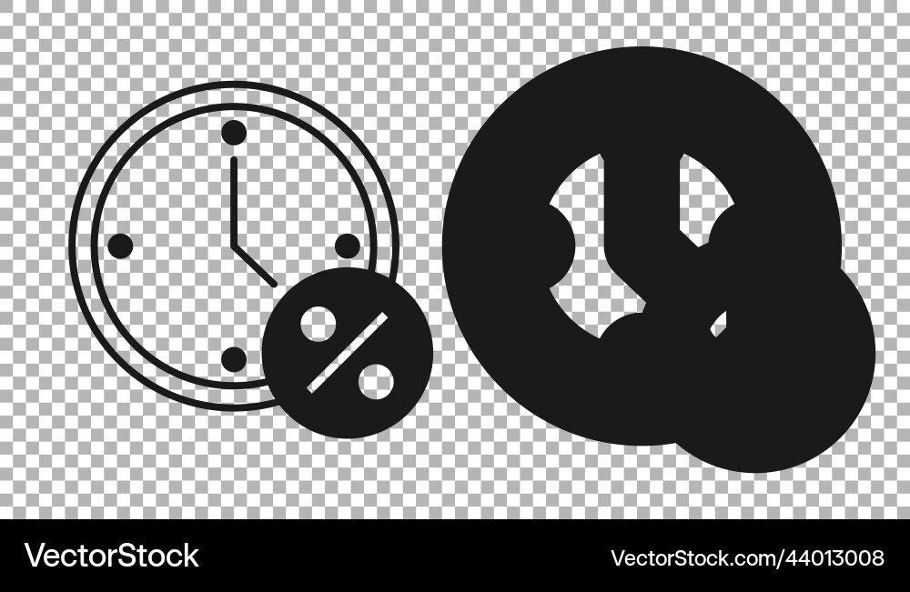 Black clock and percent discount icon isolated Vector Image