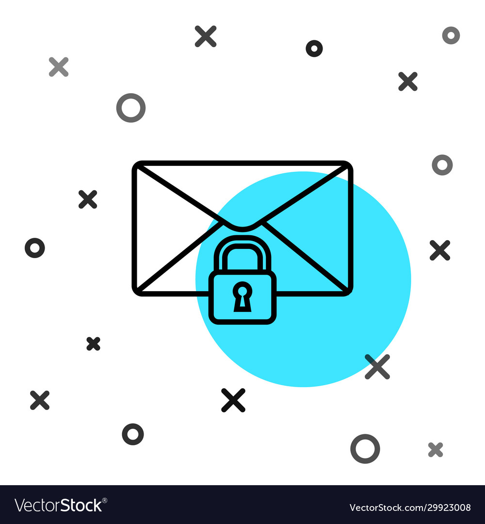 Black line mail message lock password icon Vector Image Black line mail message lock password icon Vector Image
