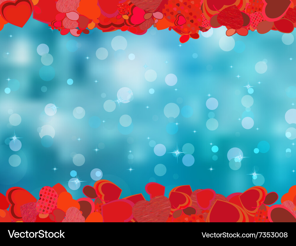 Blue background with valentine hearts eps 8 Vector Image