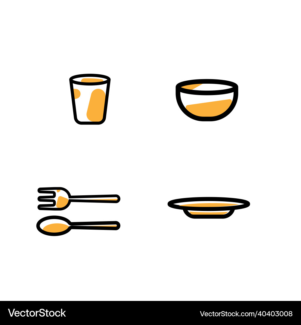 Collection logo symbol icon cutlery Royalty Free Vector