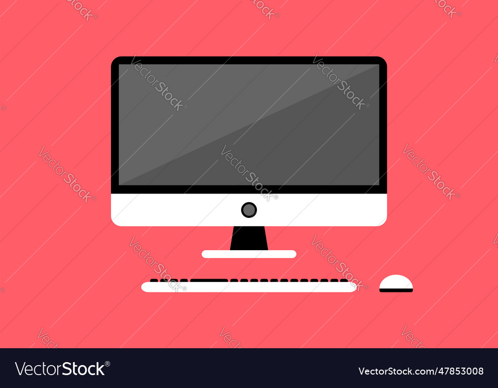 Computer desktop monitor keyboard mouse equipment Vector Image